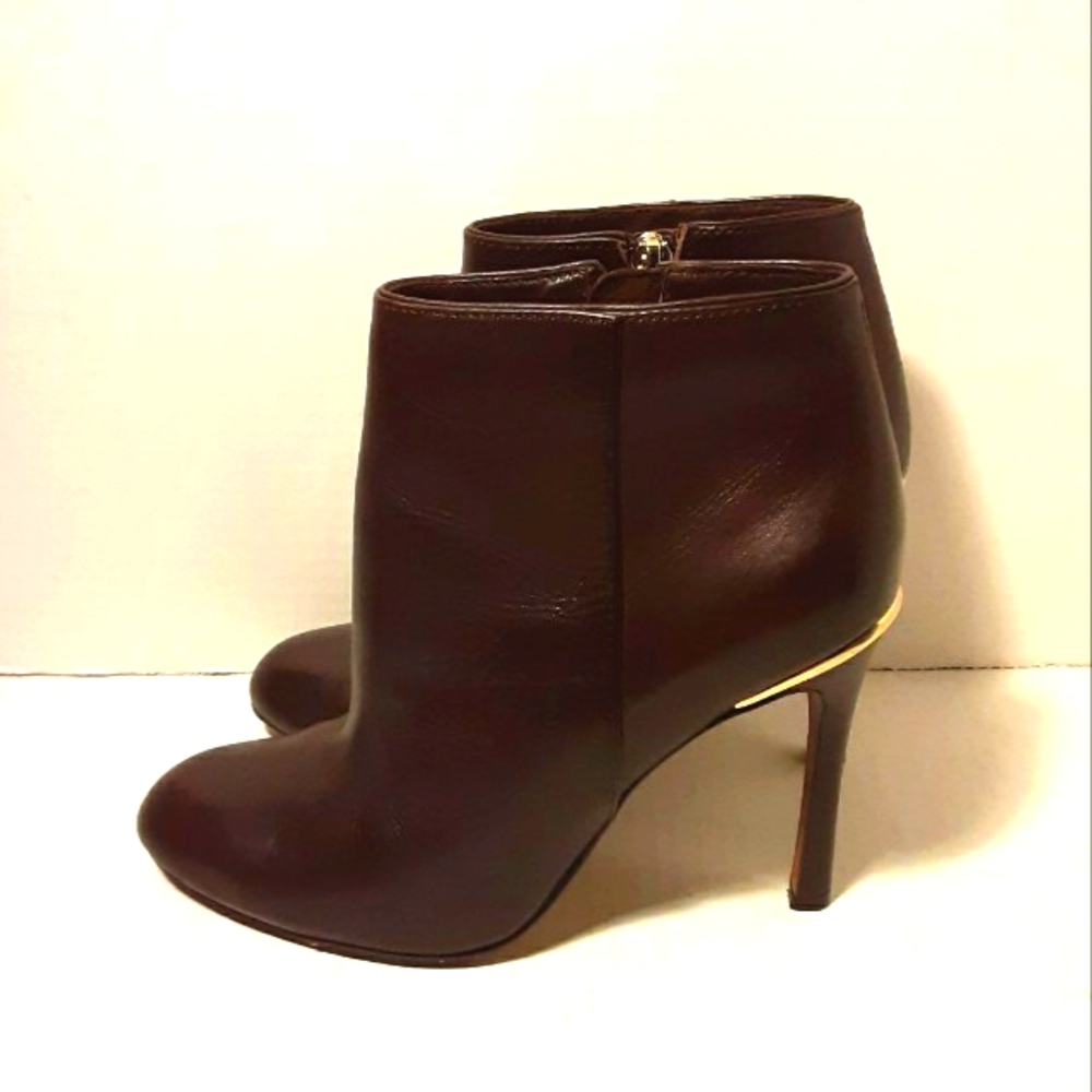 Coach Nila Brown Leather Ankle Booties - Gem